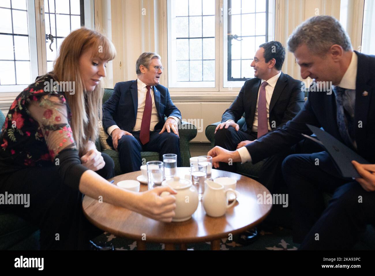Labour leader Sir Keir Starmer (second left) and his deputy, Angela ...