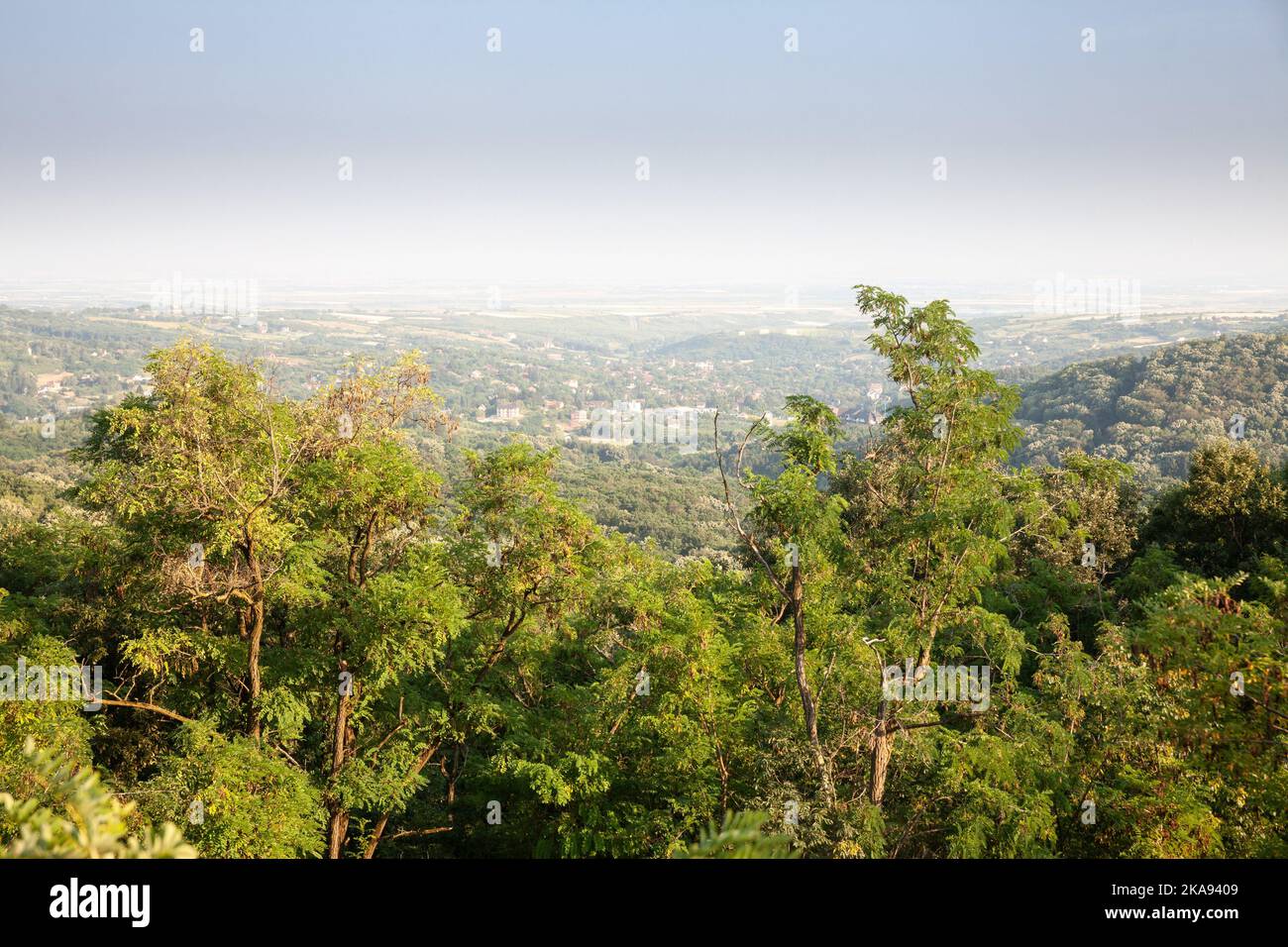 Picture of an aerial view of Fruska Gora, with Vrdnik in background ...