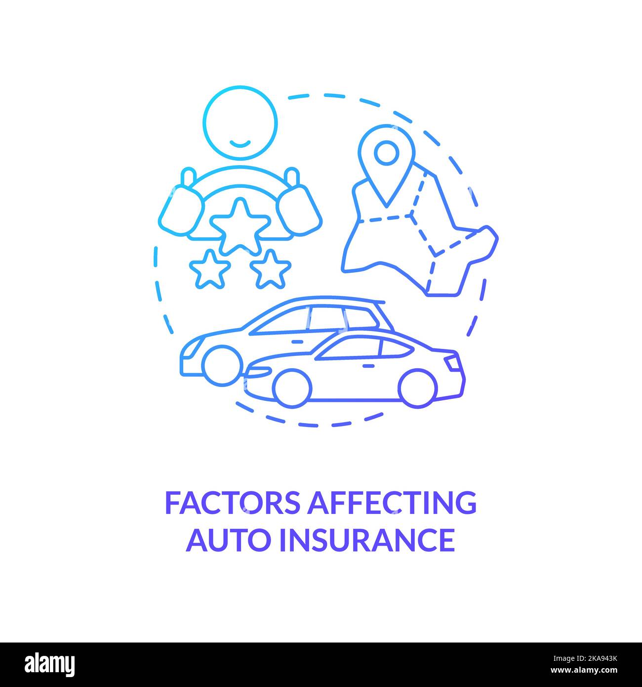 Factors affecting auto insurance blue gradient concept icon Stock Vector Image & Art - Alamy
