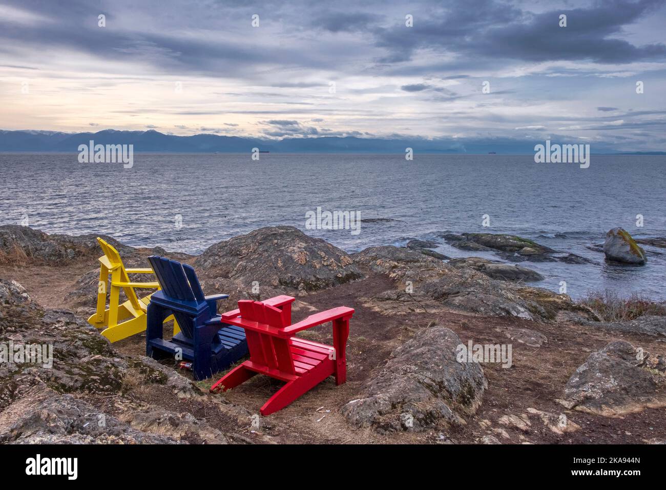 Colorful chairs at Trafalgar Park, Victoria, British Columbia, Canada ...
