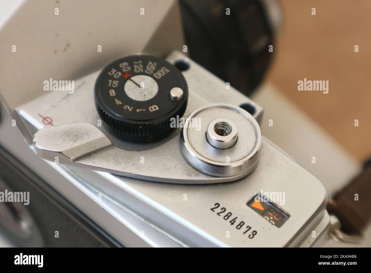 A closeup of Minolta SR 1 with MC Rokkor 58 mm vintage 35mm analog film ...