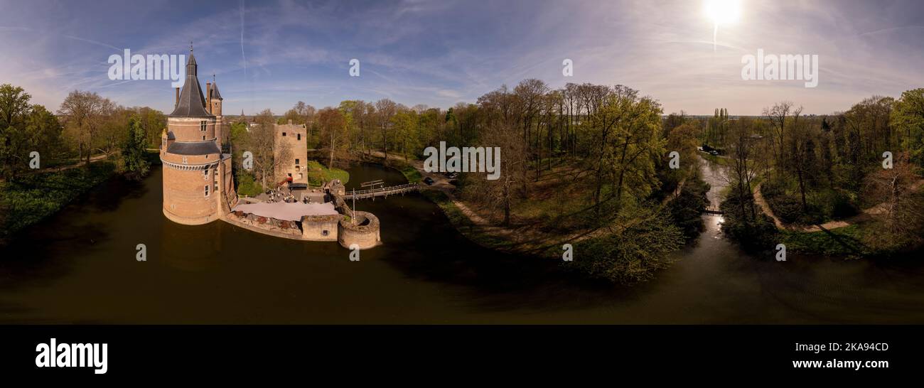 Aerial 360 panorama of Wijk bij Duurstede castle remains with ...