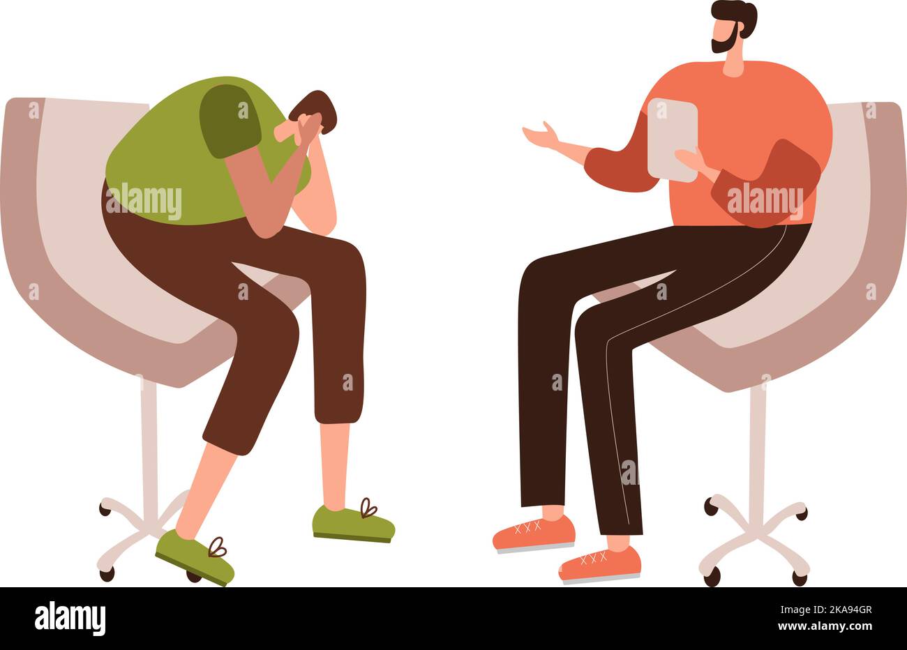 Depressed man, teenager at the doctor office. Psychology consultation ...