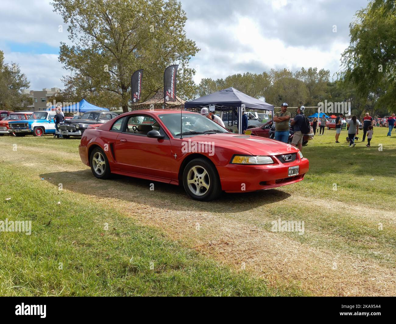 Red sport muscle Ford Mustang GT 4.6 L coupe 2002 fourth generation in ...