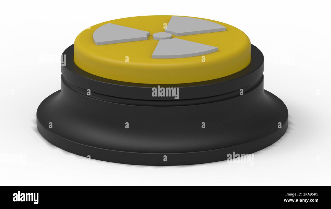 nuclear yellow button isolated illustration 3d render Stock Photo - Alamy