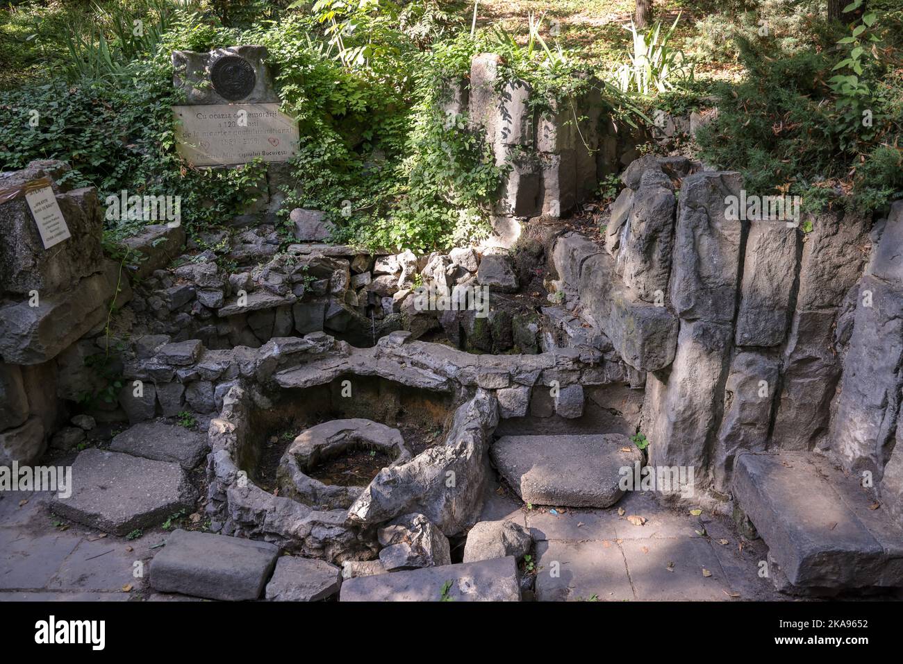 The historic Eminescu spring in Cișmigiu Gardens, the oldest public ...