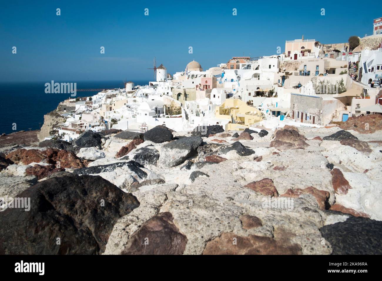 Santorini , one of the Cyclades islands in the Aegean Sea Stock Photo ...