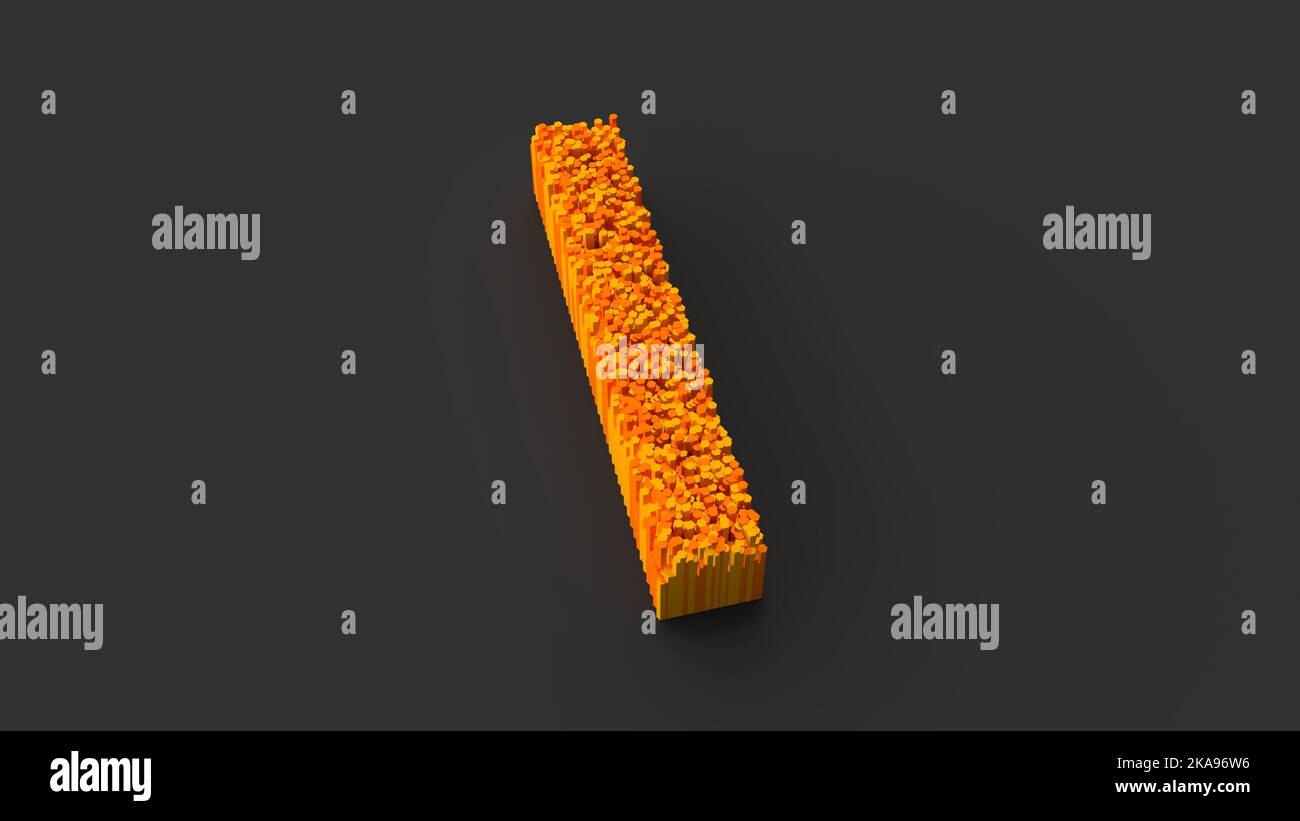 An illustration of a orange and red letter isolated over dark ...