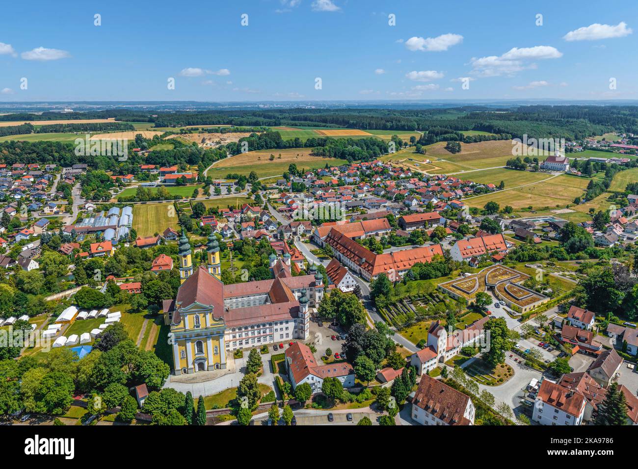 The idyllic village of Rot on the Rot from above Stock Photo - Alamy