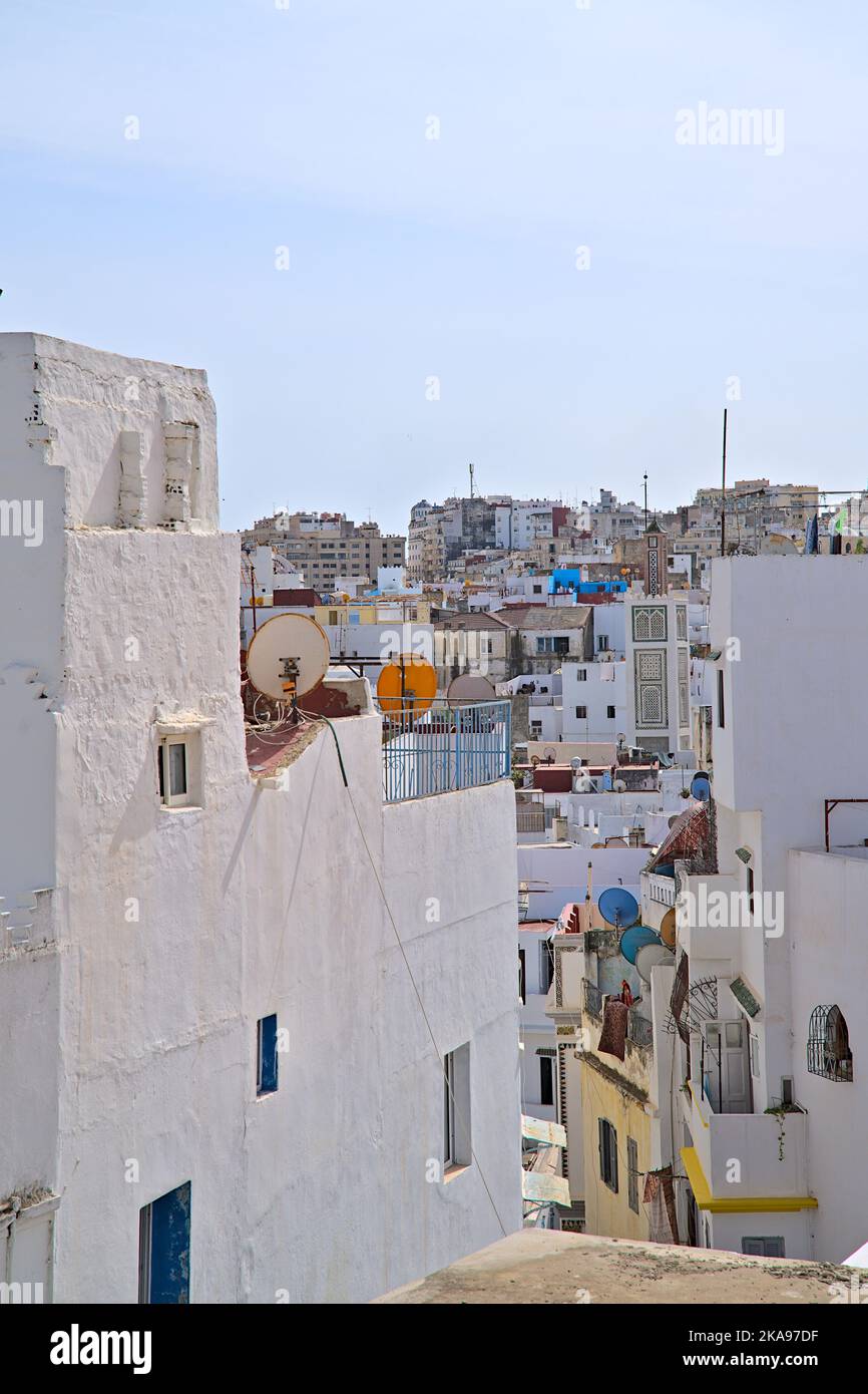 View on the roofs of houses in the city of Tanger Stock Photo - Alamy