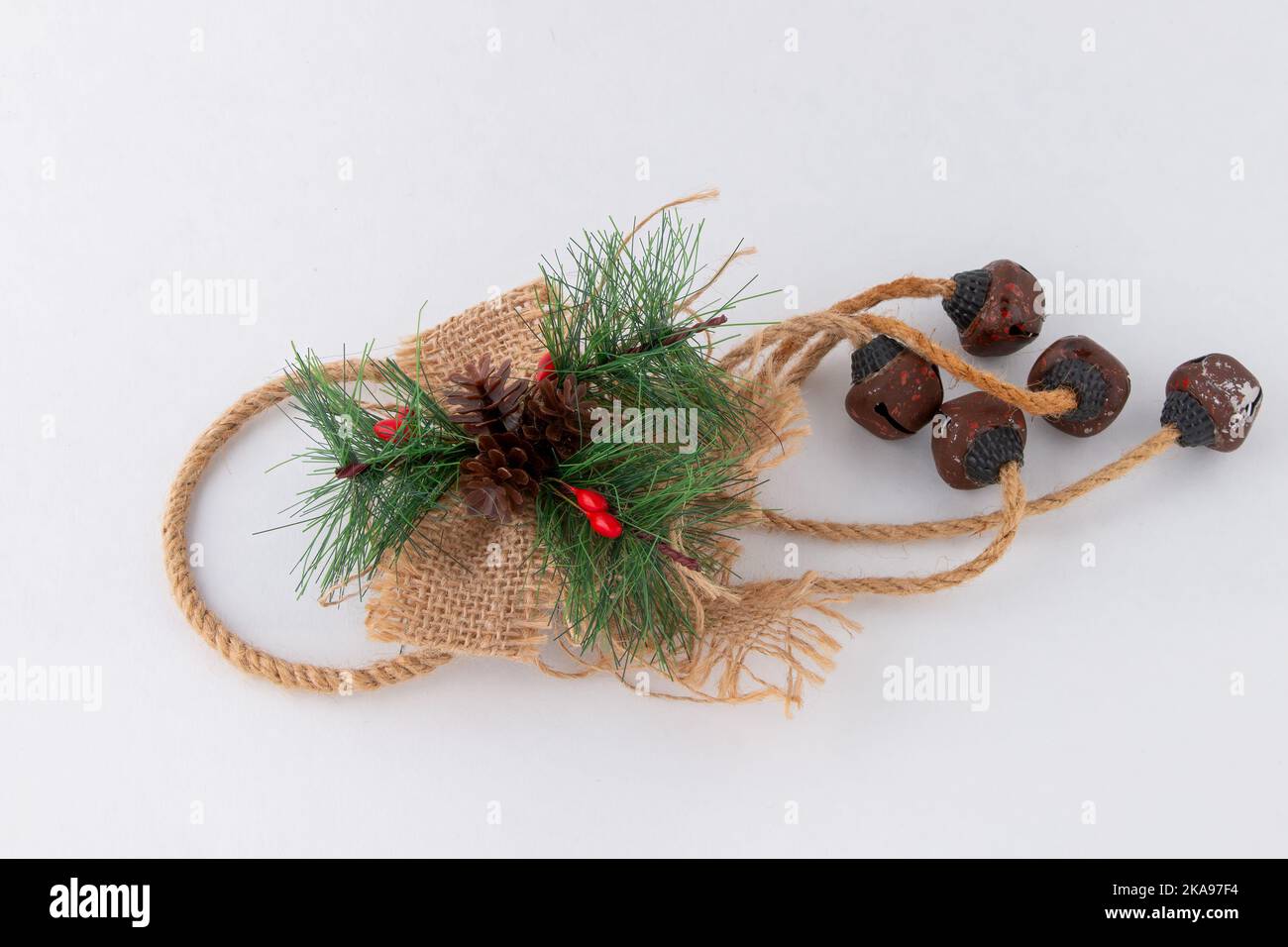 A Rustic Christmas decoration isolated on white background Stock Photo ...