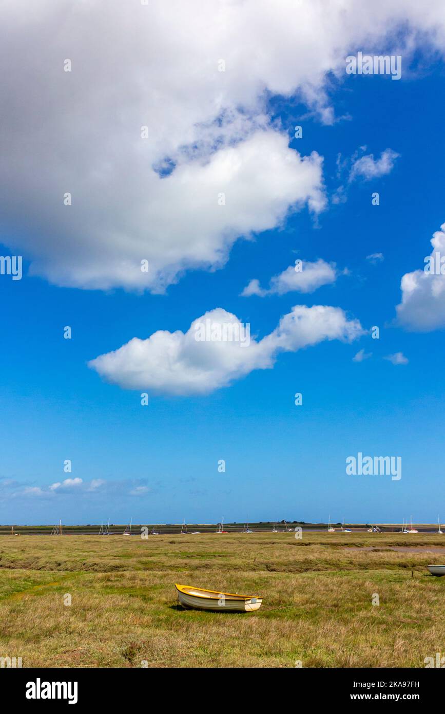 View across the flat salt marshes at Brancaster on the north Norfolk ...