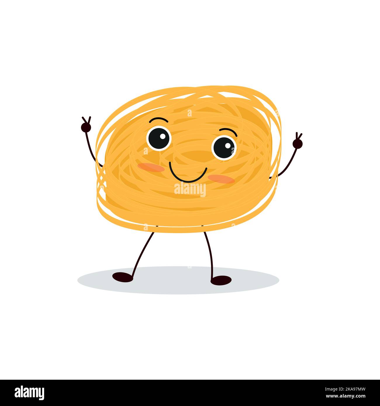 Pasta characters. Funny noodles with cute faces, hands and feet, comic ...