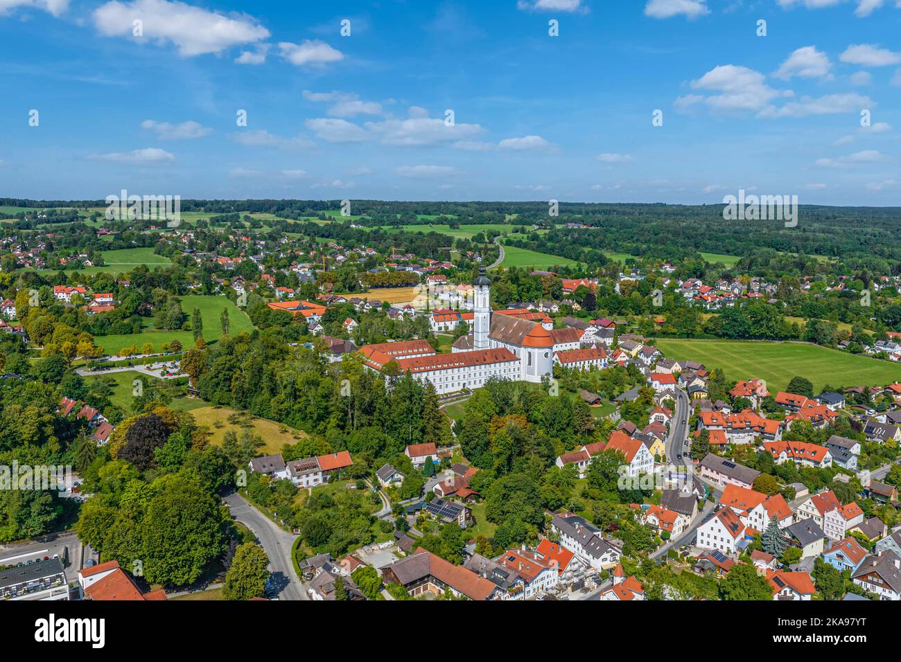 Aerial view to the beautiful region around Dießen on Ammersee Stock ...