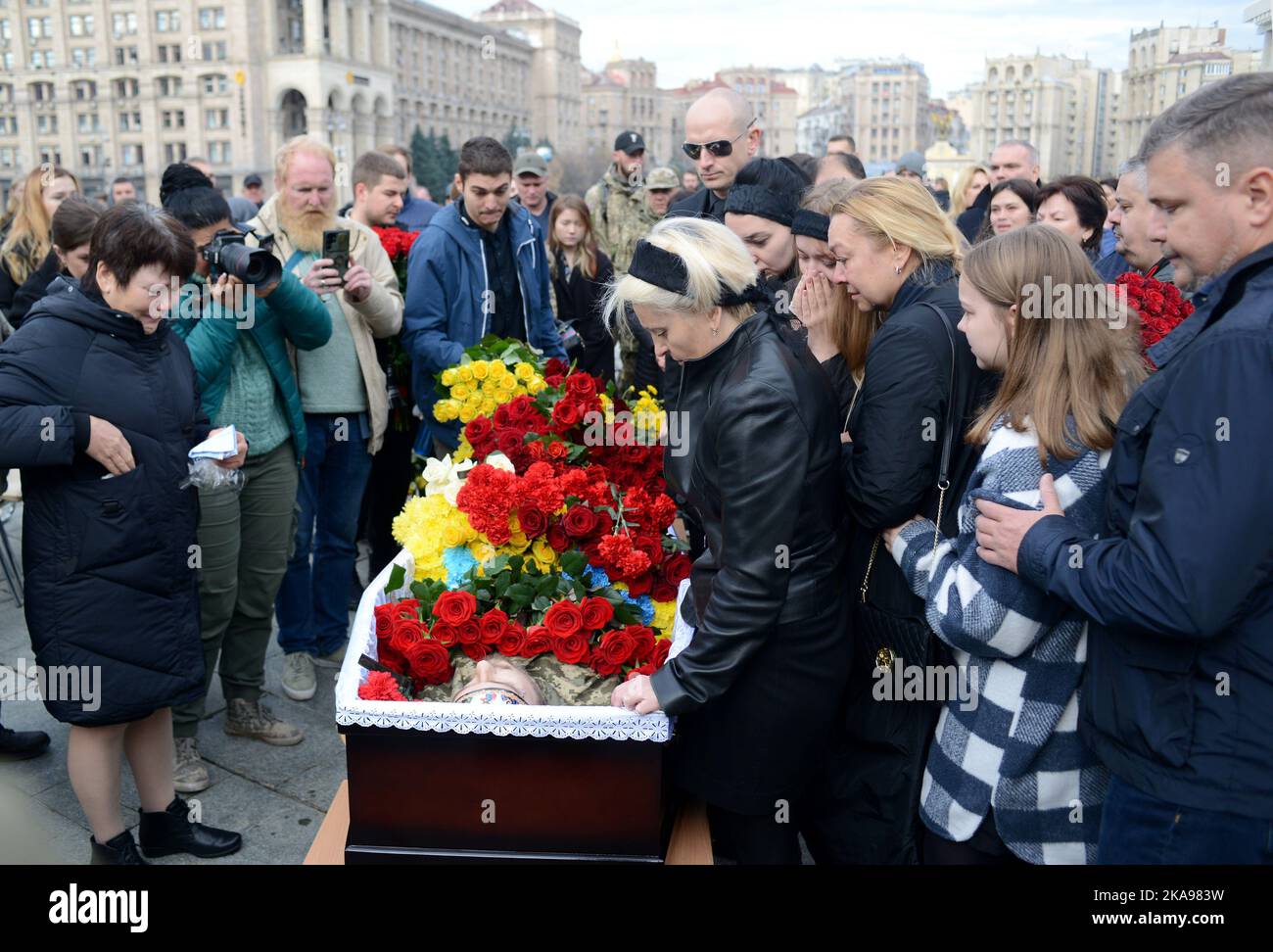 KYIV, UKRAINE - OCTOBER 29, 2022 - People pay their last respects to ...