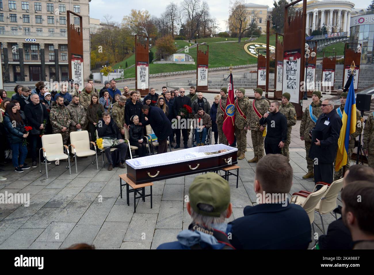 KYIV, UKRAINE - OCTOBER 29, 2022 - People pay their last respects to ...