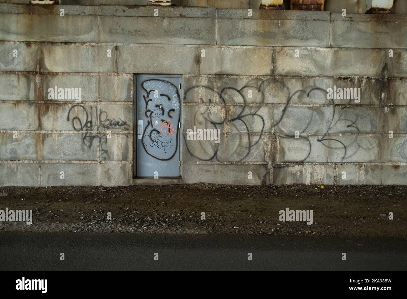A grungy wall under a bridge Stock Photo - Alamy