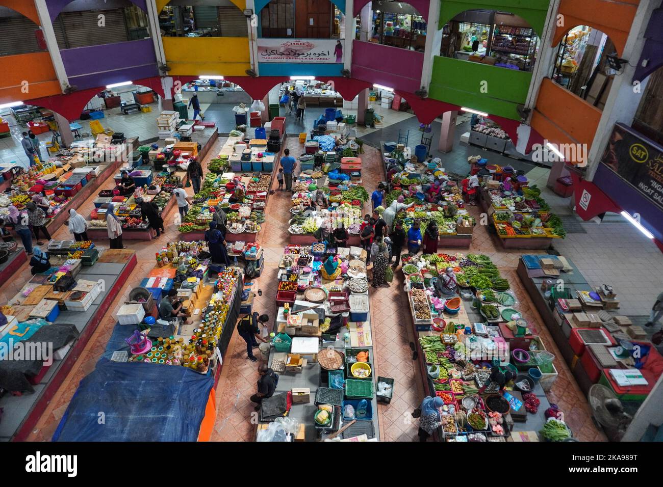 A view of the local bazaar (known as morning market) which is full of ...