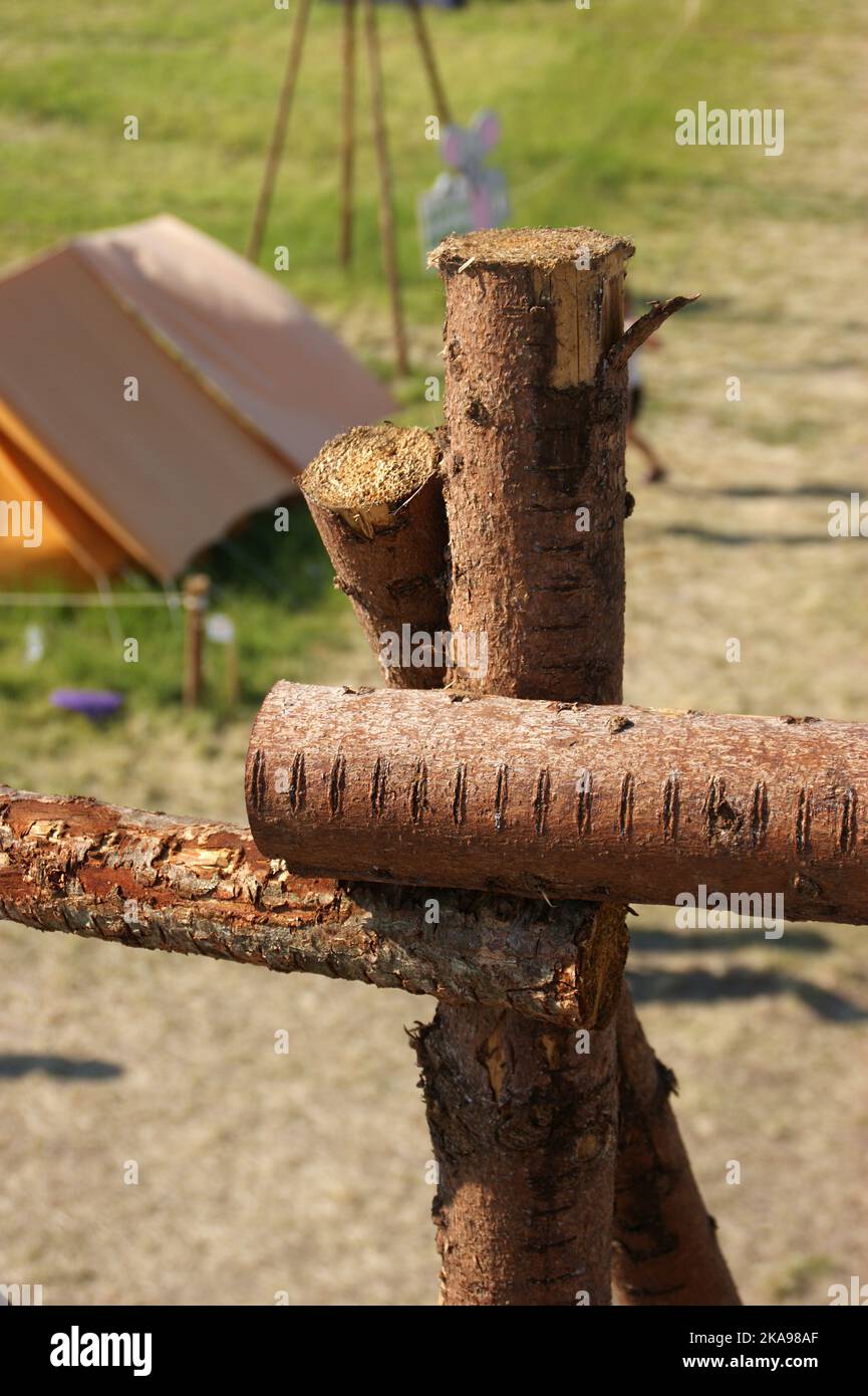 A scout camp built with wooden rafters Stock Photo - Alamy