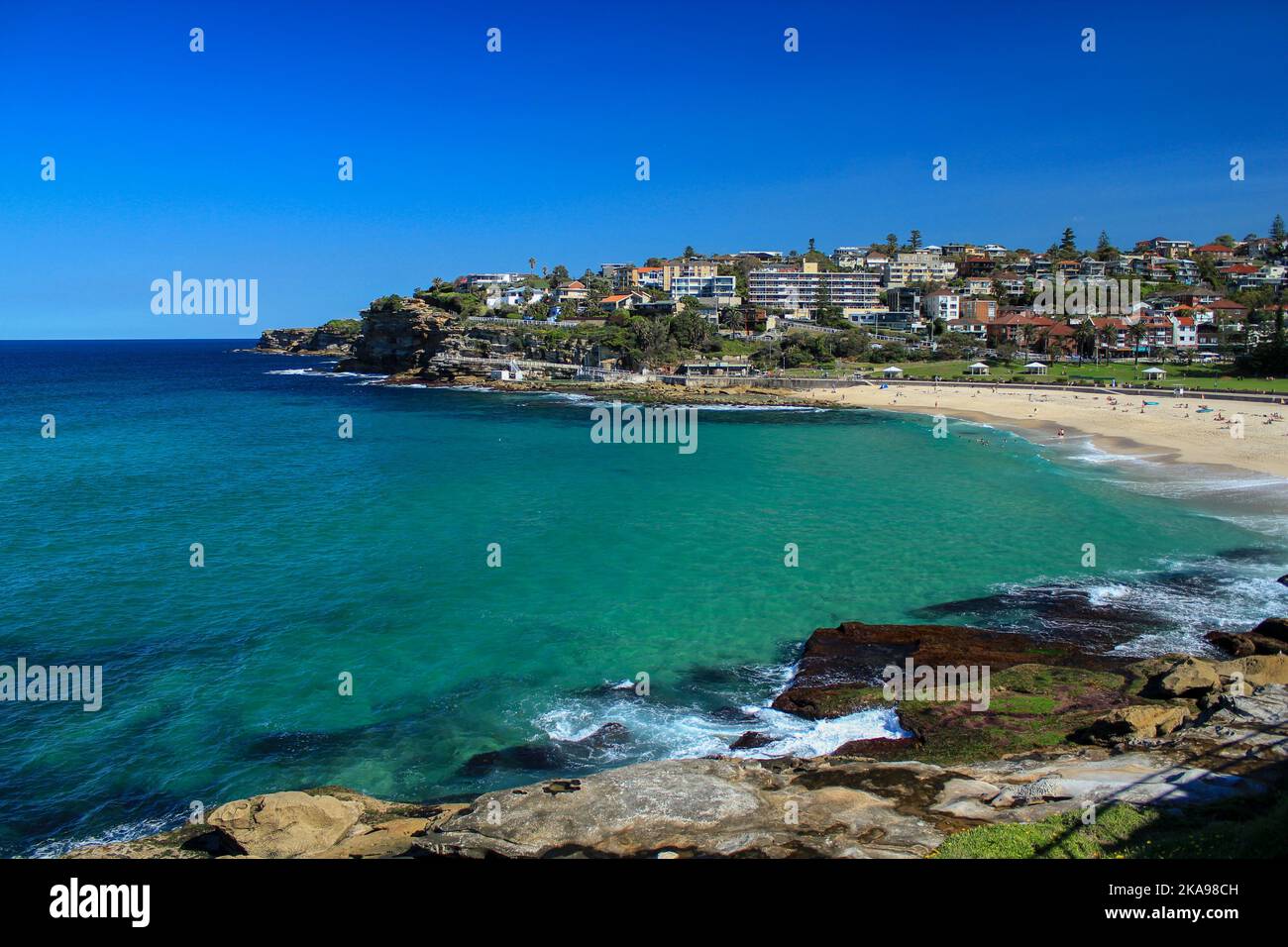 A beautiful view of Bronte beach in Sydney, NSW, Australia under a ...