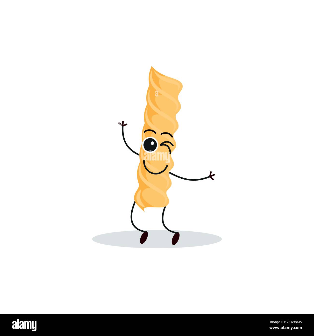 Pasta characters. Funny noodles with cute faces, hands and feet, comic ...
