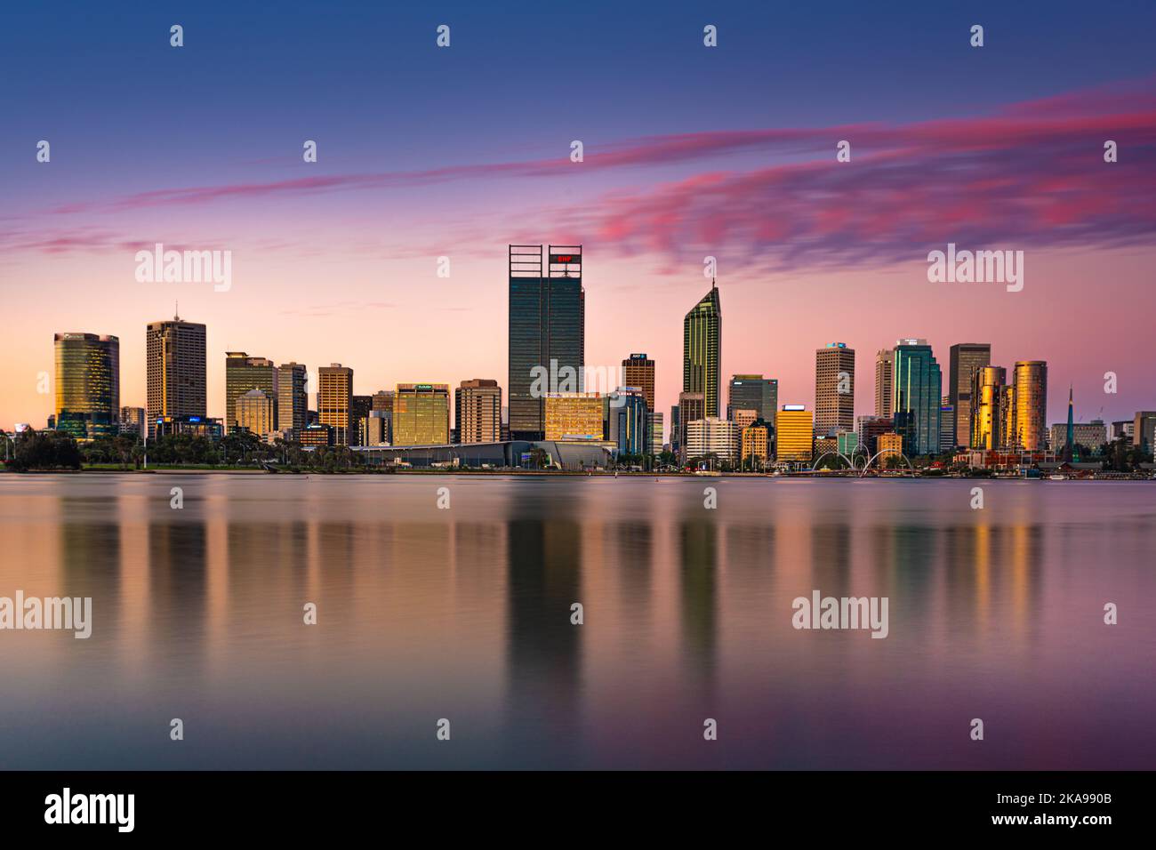 The night skyline of Perth, Australia Stock Photo - Alamy