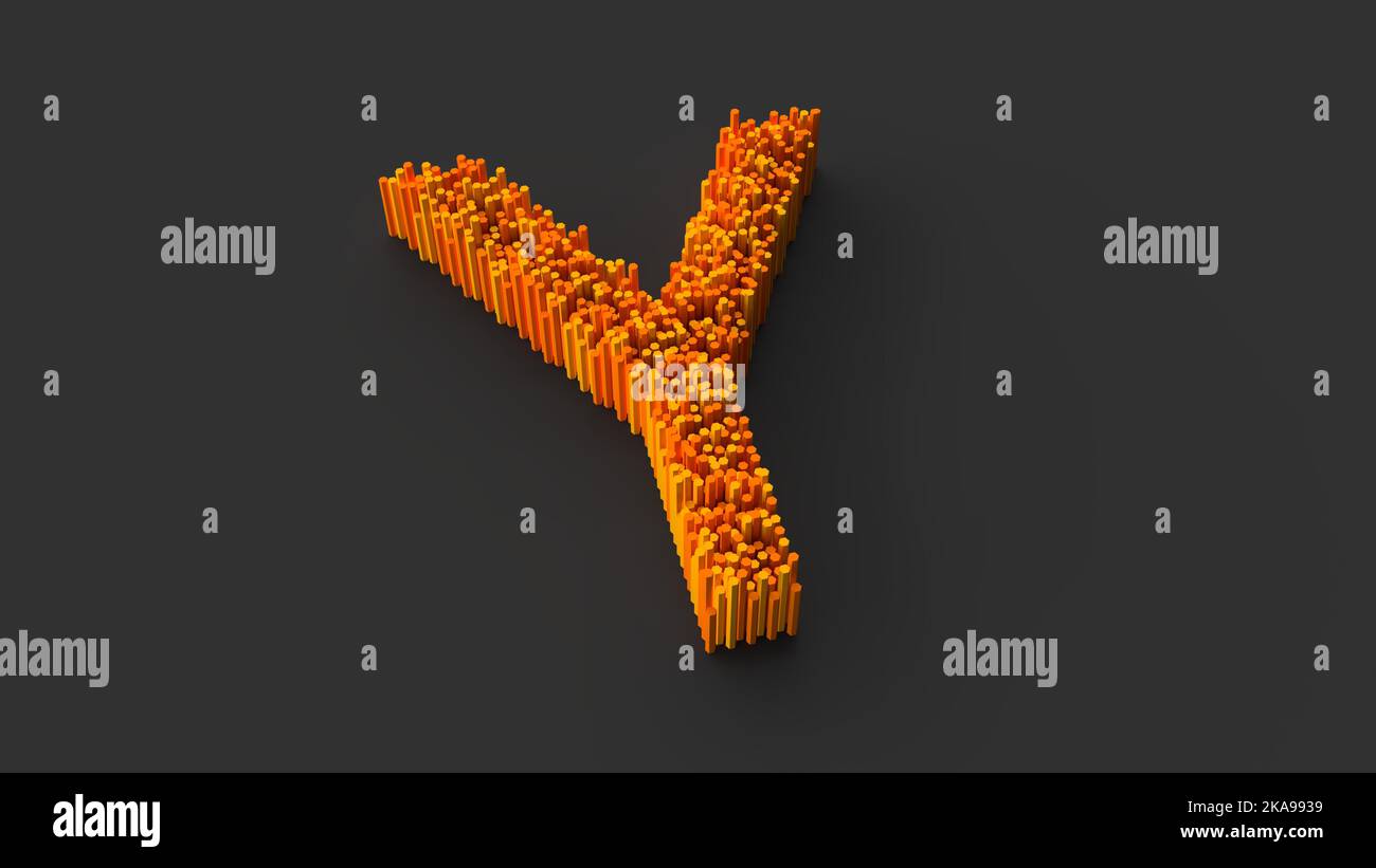 An illustration of a orange and red letter Y isolated over dark ...