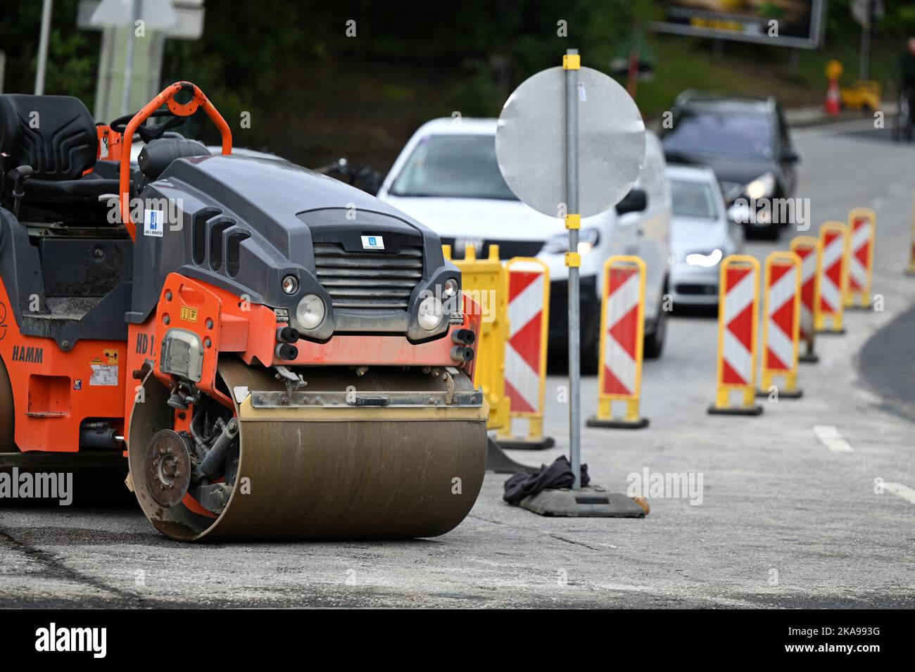 A roadblock at a construction site Stock Photo - Alamy