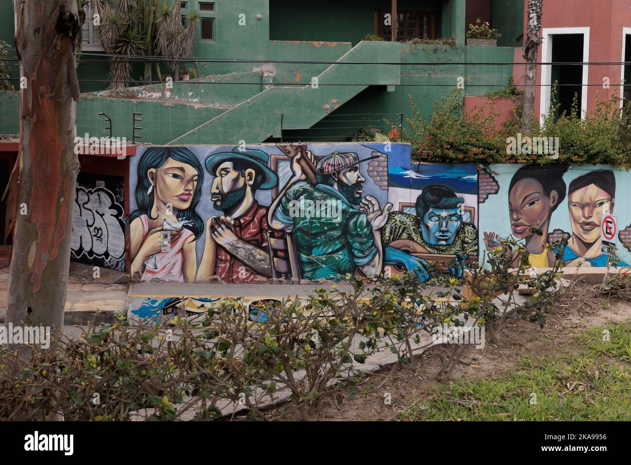 The street murals in the Barranco neighborhood of Lima, Peru Stock ...