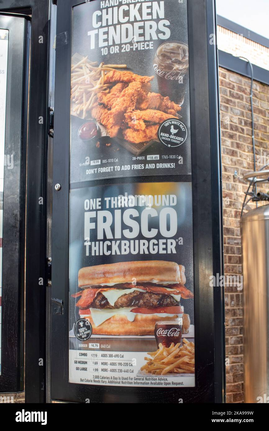 Grovetown, Ga USA - 07 19 21: Arbys fast food drive thru menu display ...