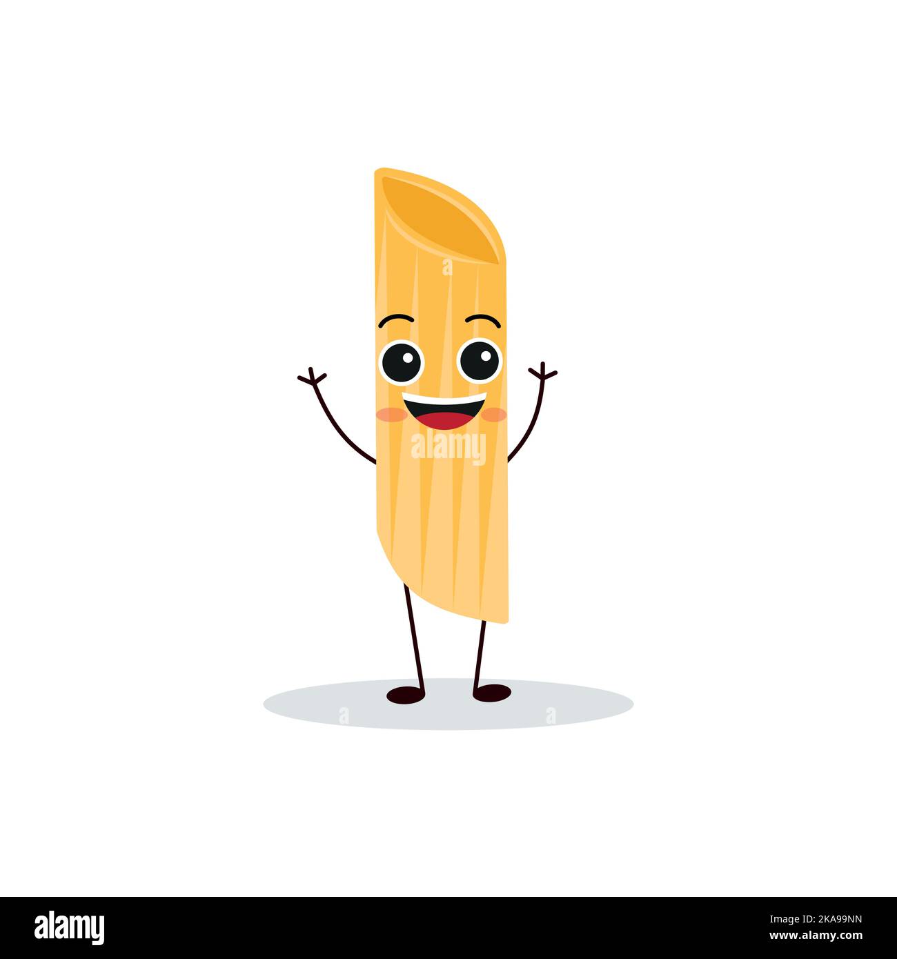 Pasta characters. Funny noodles with cute faces, hands and feet, comic ...