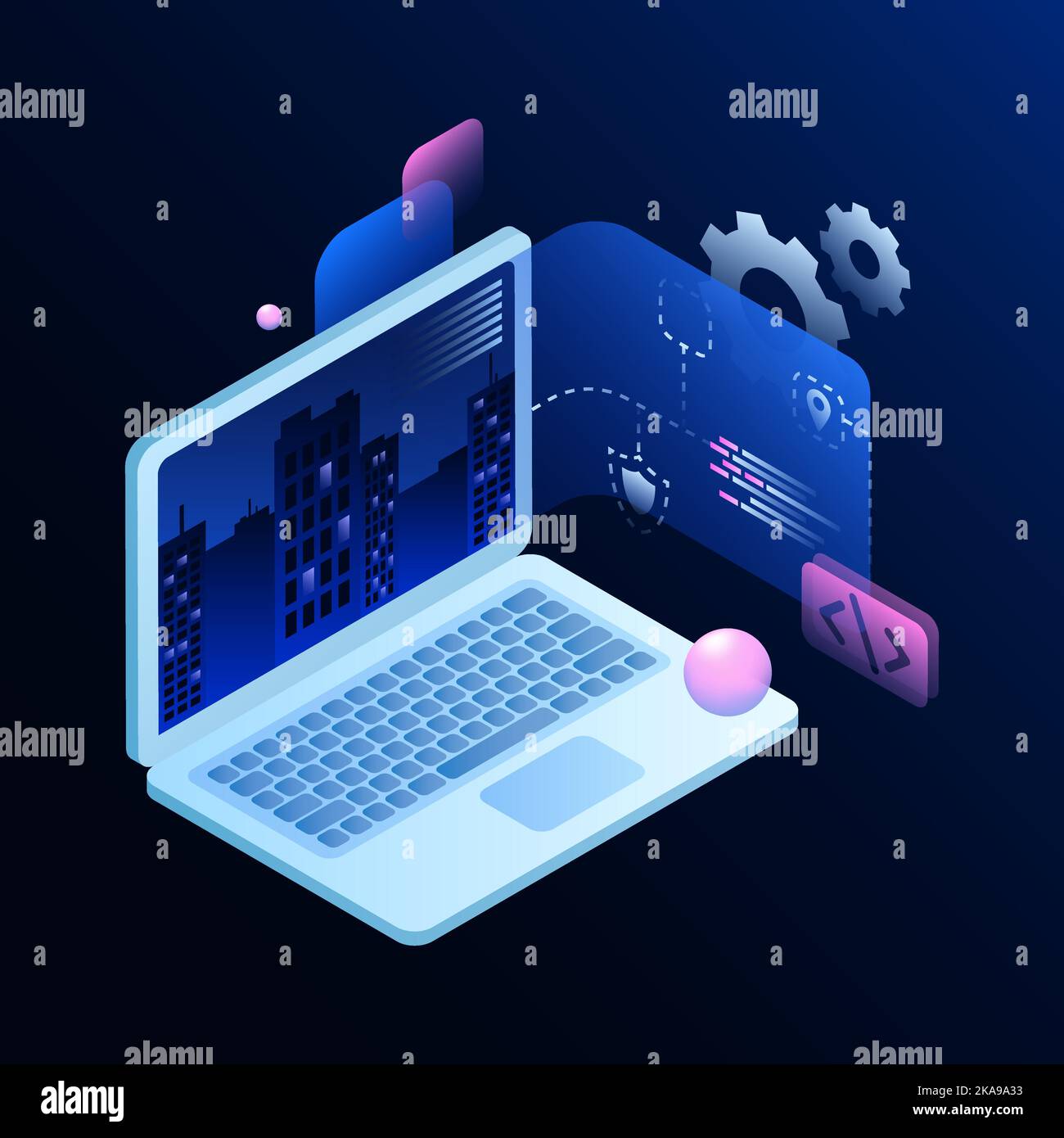 Build Your City in Metaverse Illustration. Creation Process Using a ...