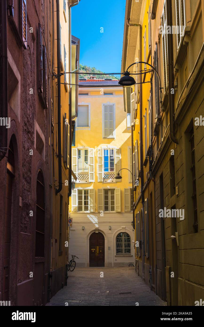 Italy street, view in summer of a scenic narrow street in the historic ...
