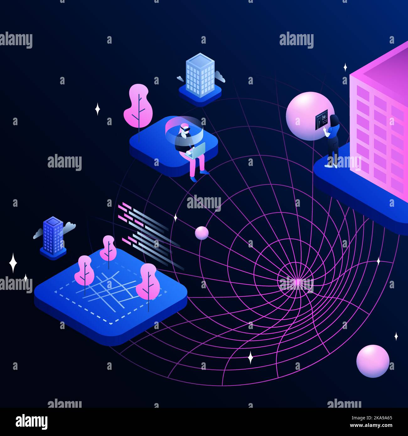 We Develop Your Personal Metaverse Illustration. Dive into the Metaworld. Vector illustration ...