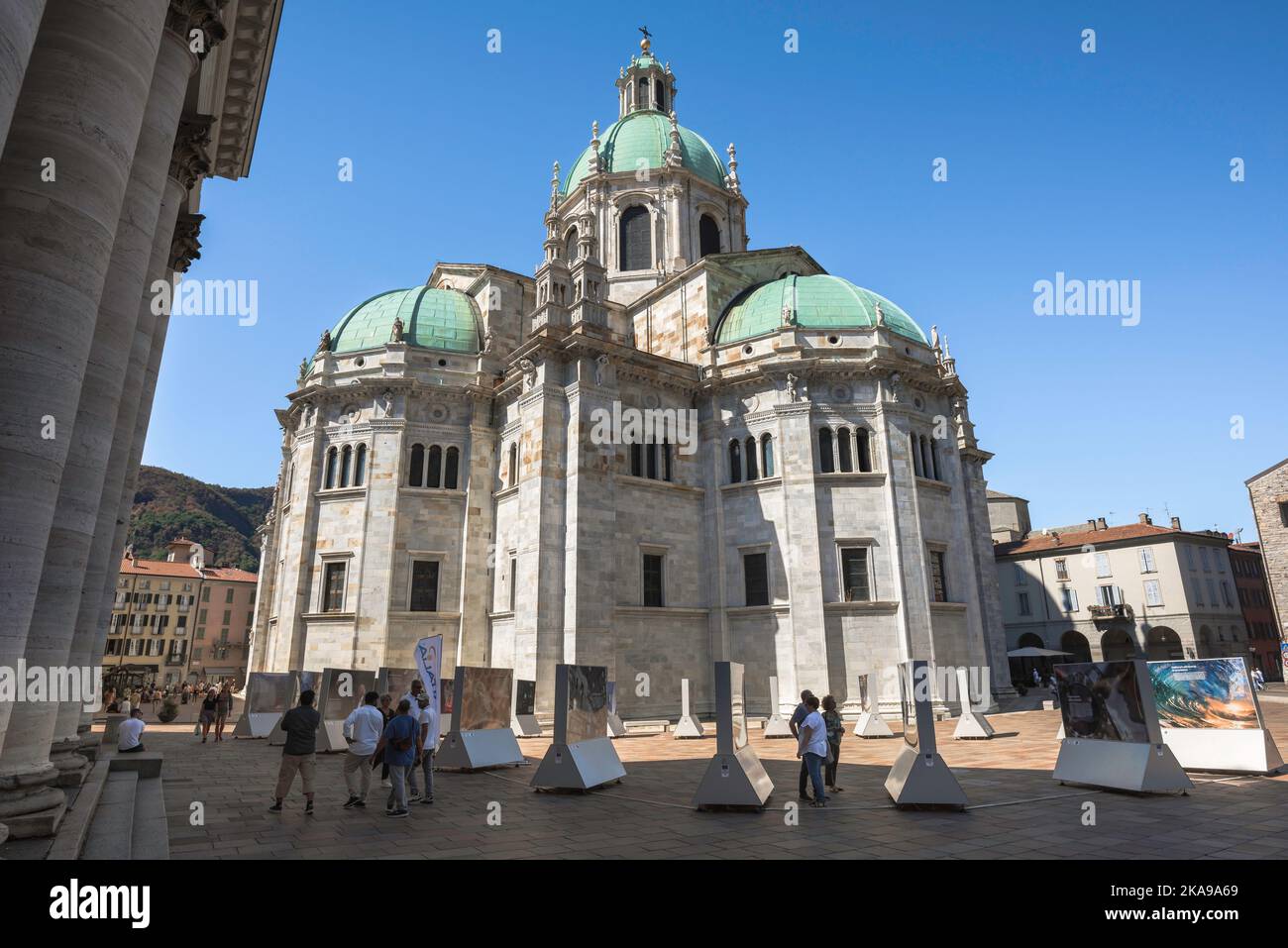Como Duomo city Italy, view from Piazza Verdi of the Renaissance apses ...