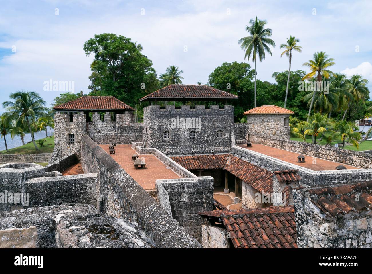 The medieval lookout point of Castle of San Felipe of Lara, Rio Dulce ...