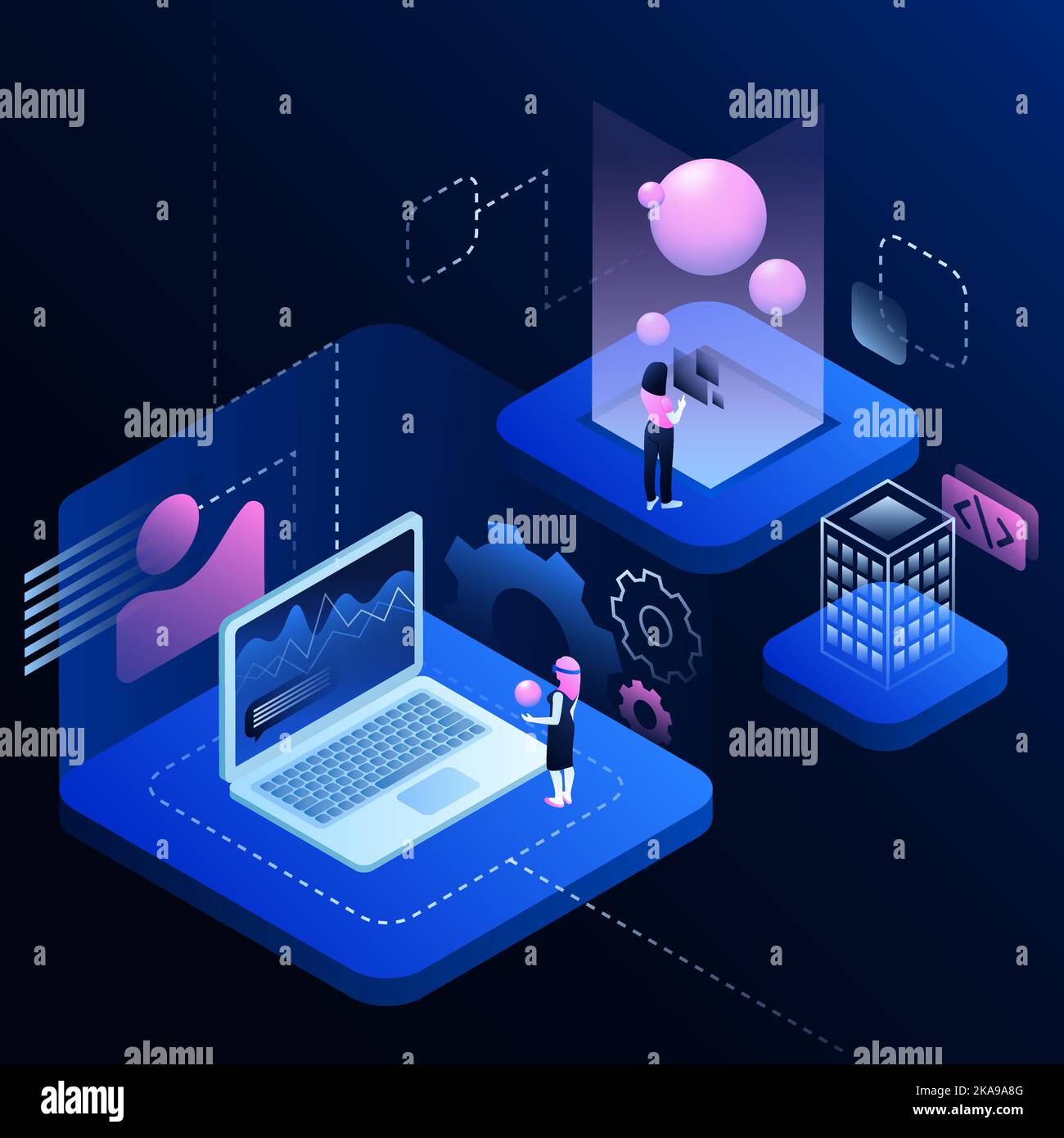 Explore Development Illustration. Research Metaverse. Vector ...