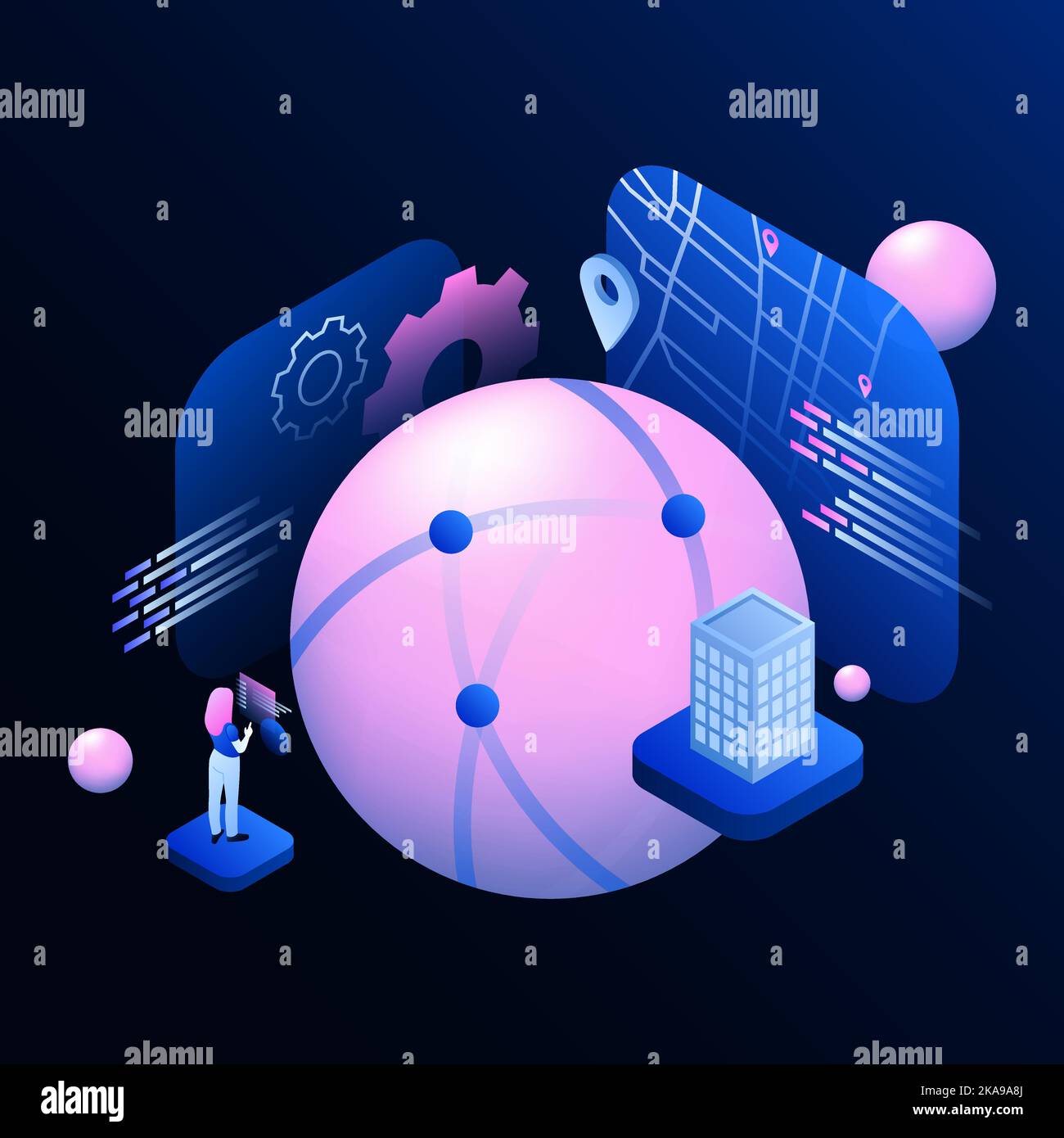 World Map for Metaverse Illustration. The Metaworld Revolves Around a ...