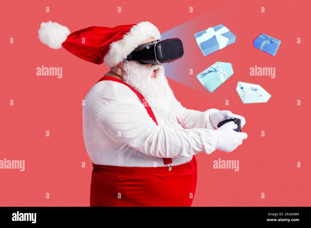 Collage photo of old age grandfather santa claus headwear costume ...