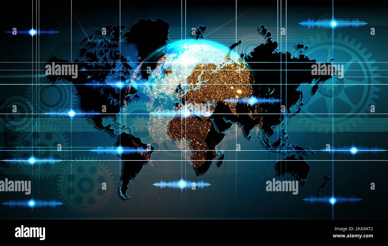 High speed. world map abstract technology background concept.Speed ...