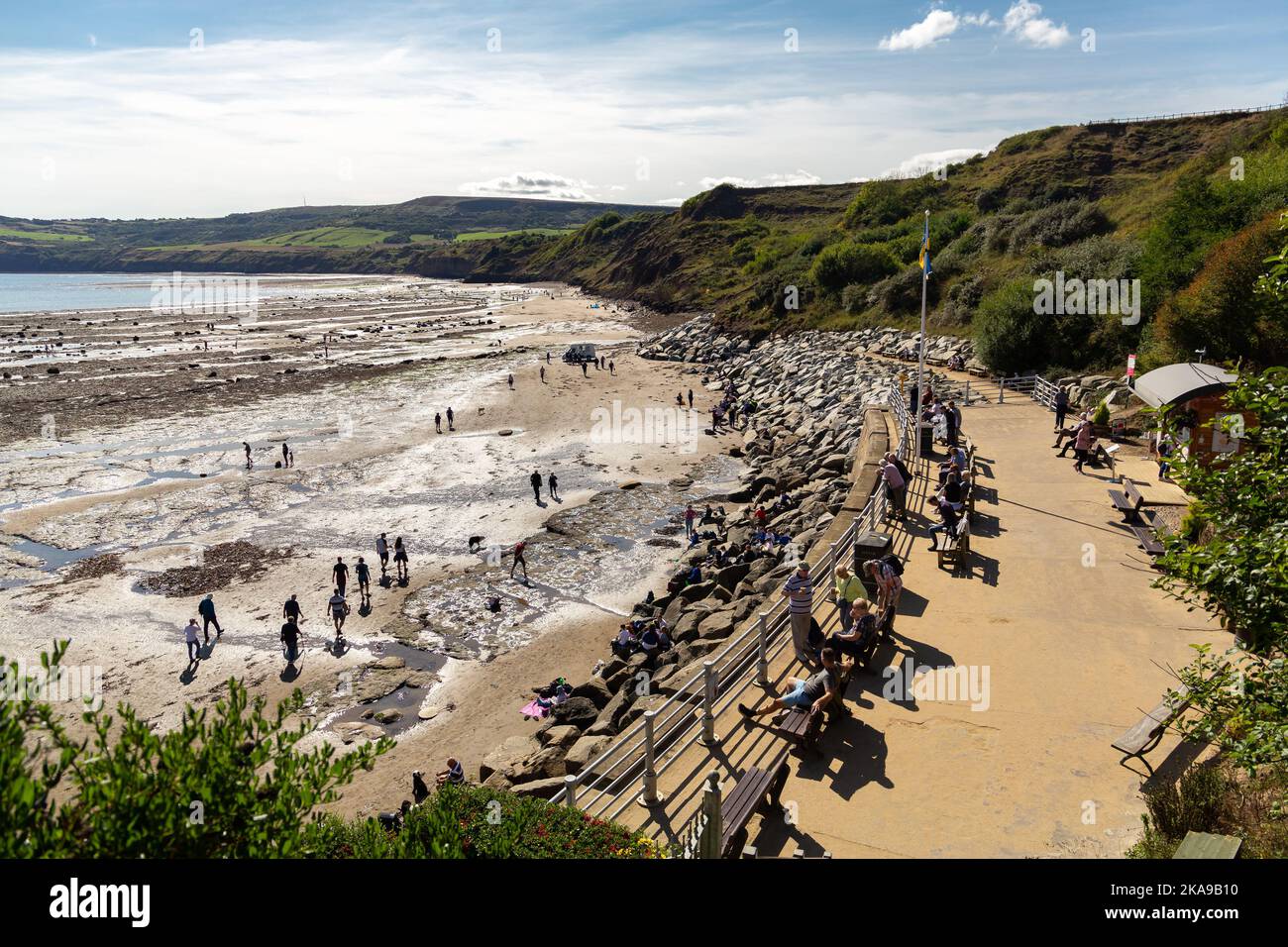 Robin Hood's Bay, UK: Seating area overlooking the beach, outside The ...