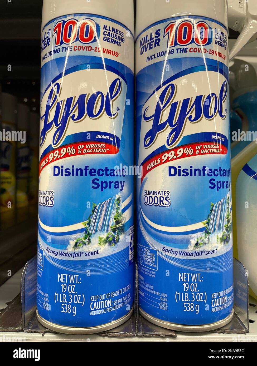 Augusta, Ga USA - 04 22 22: Cleaning products on retail shelf Lysol ...