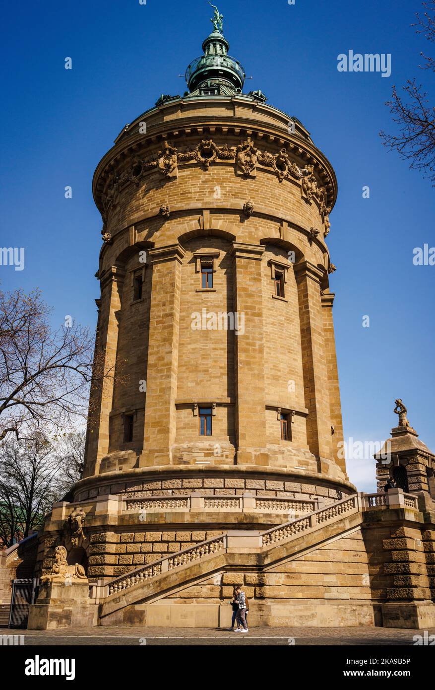 A vertical shot of an old water tower in Mannheim, Germany Stock Photo ...