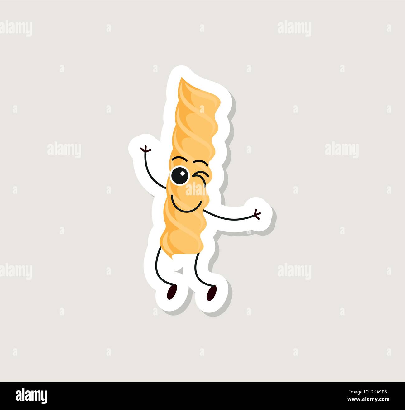 Sticker Pasta characters. Funny noodles with cute faces, hands and feet ...