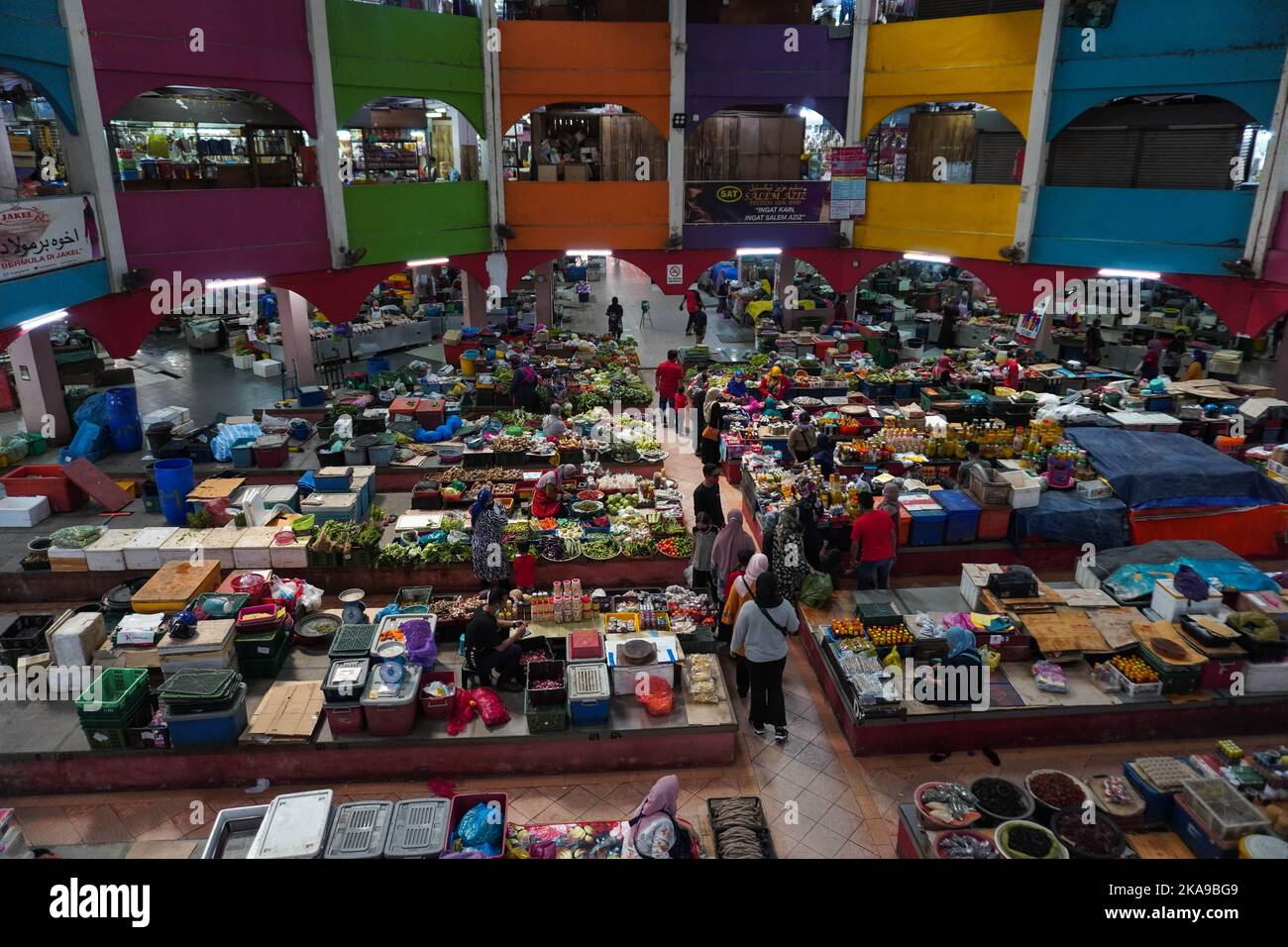 A view of the local bazaar (known as morning market) which is full of ...