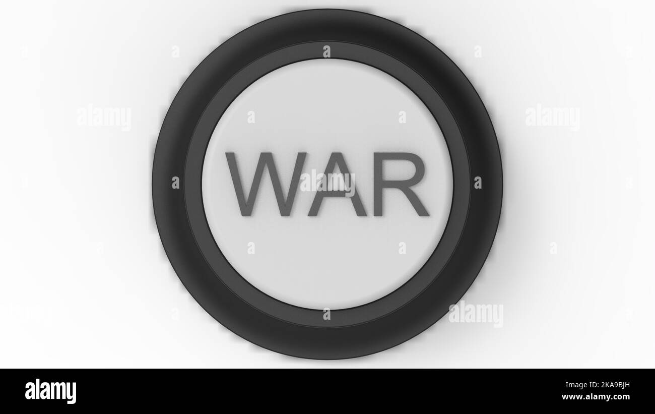 white war button isolated illustration 3d render Stock Photo - Alamy
