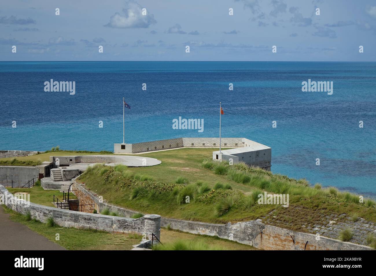 A bird's eye view of The National Museum of Bermuda and the seascape ...