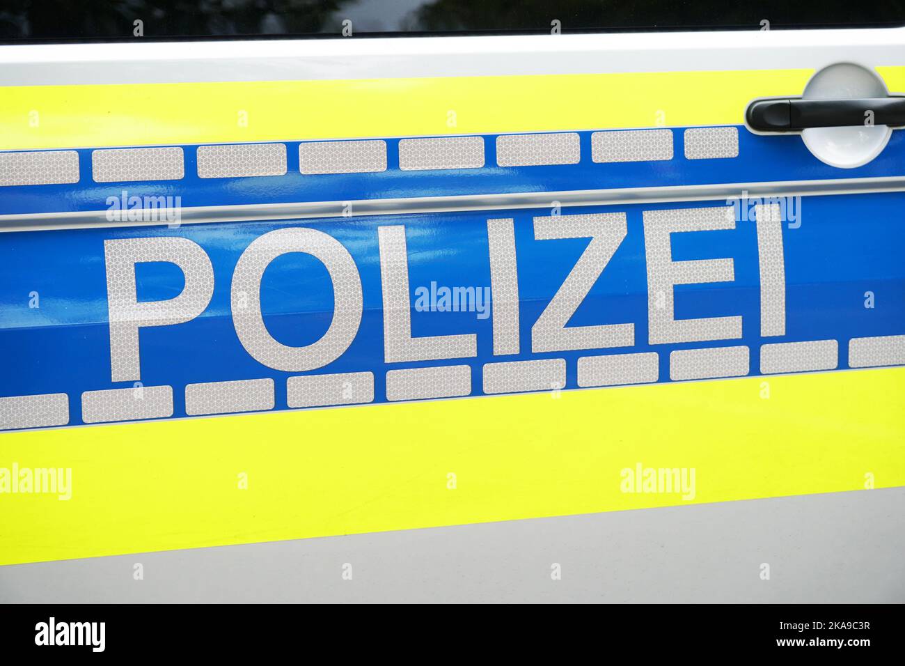 Polizei is german for police - cop or patrol car in blue silver and ...