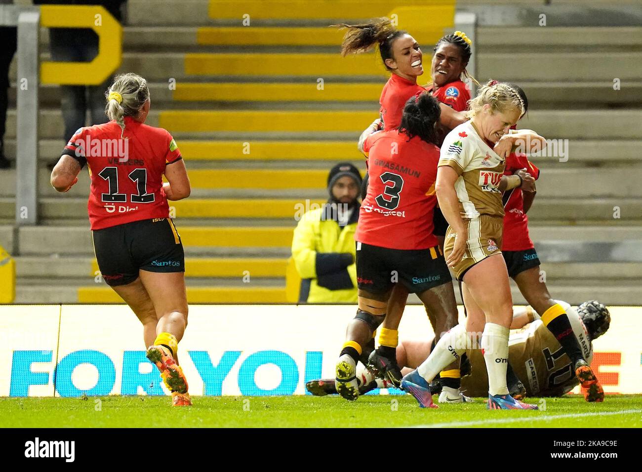 Papua New Guinea's Martha Molowia celebrates scoring their side's ...