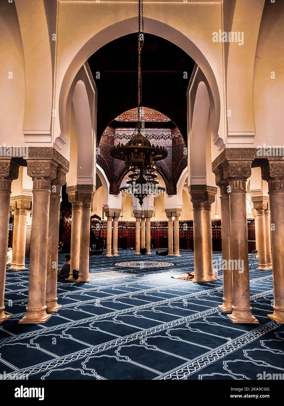 A vertical shot of inside of the Grand Mosque of Paris, France Stock ...